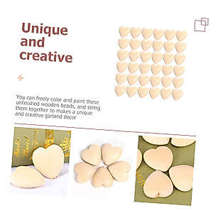 SHOWERORO 50pcs Wood Heart Beads Decoration Heart Shape DIY Bracelet Beads Valentine's Day Craft Materials