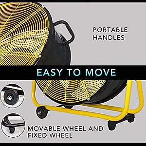 VENTISOL Industrial Fan 24" High Velocity Floor Fan With 3 Speed 7800 CFM, Heavy Duty Metal Drum Fan For Shop, Garage, Warehouse, Workshop, Factory, Commercial