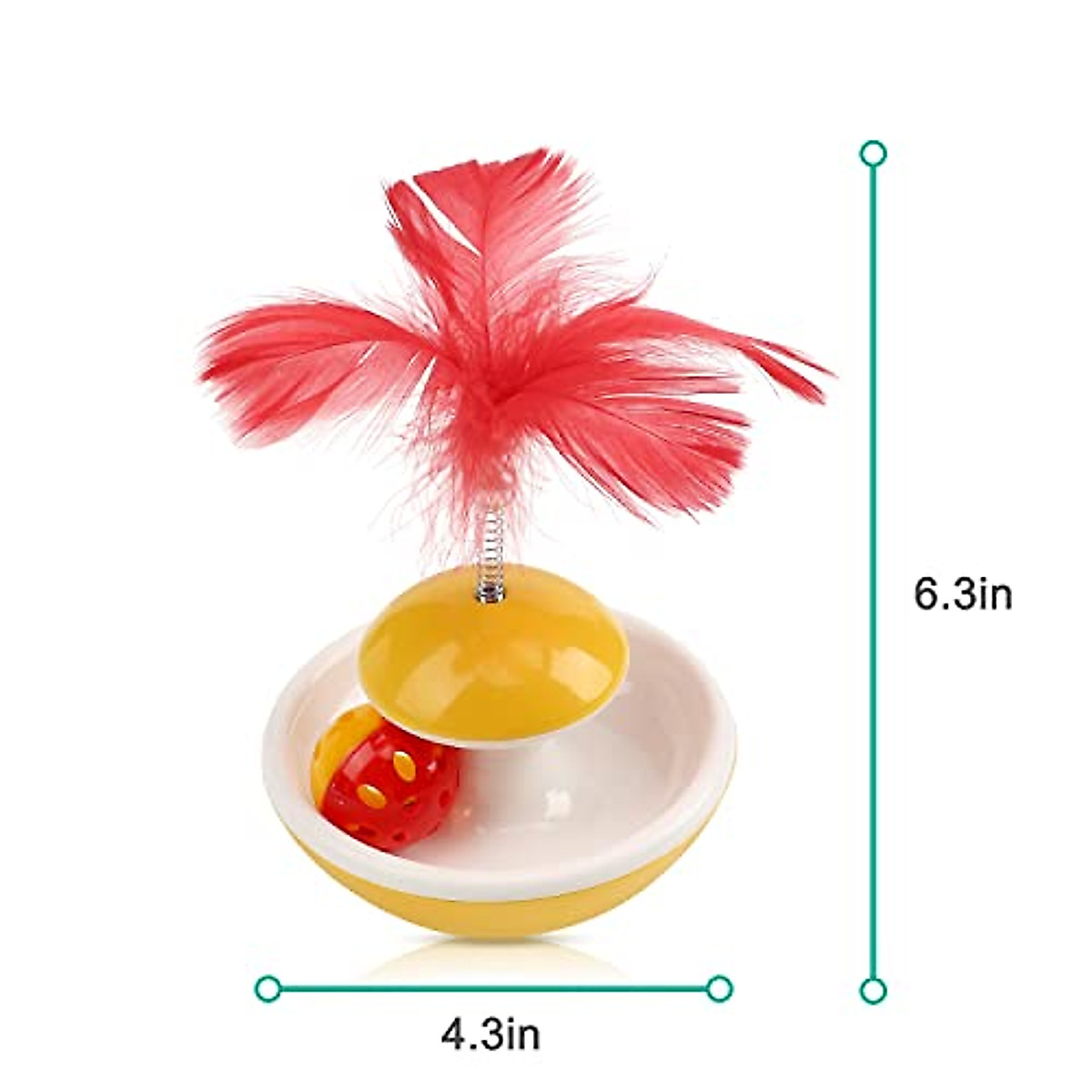 Cat Ball Toys with Feather-Interactive Cat Toys for Indoor Cats and Kittens (Yellow)