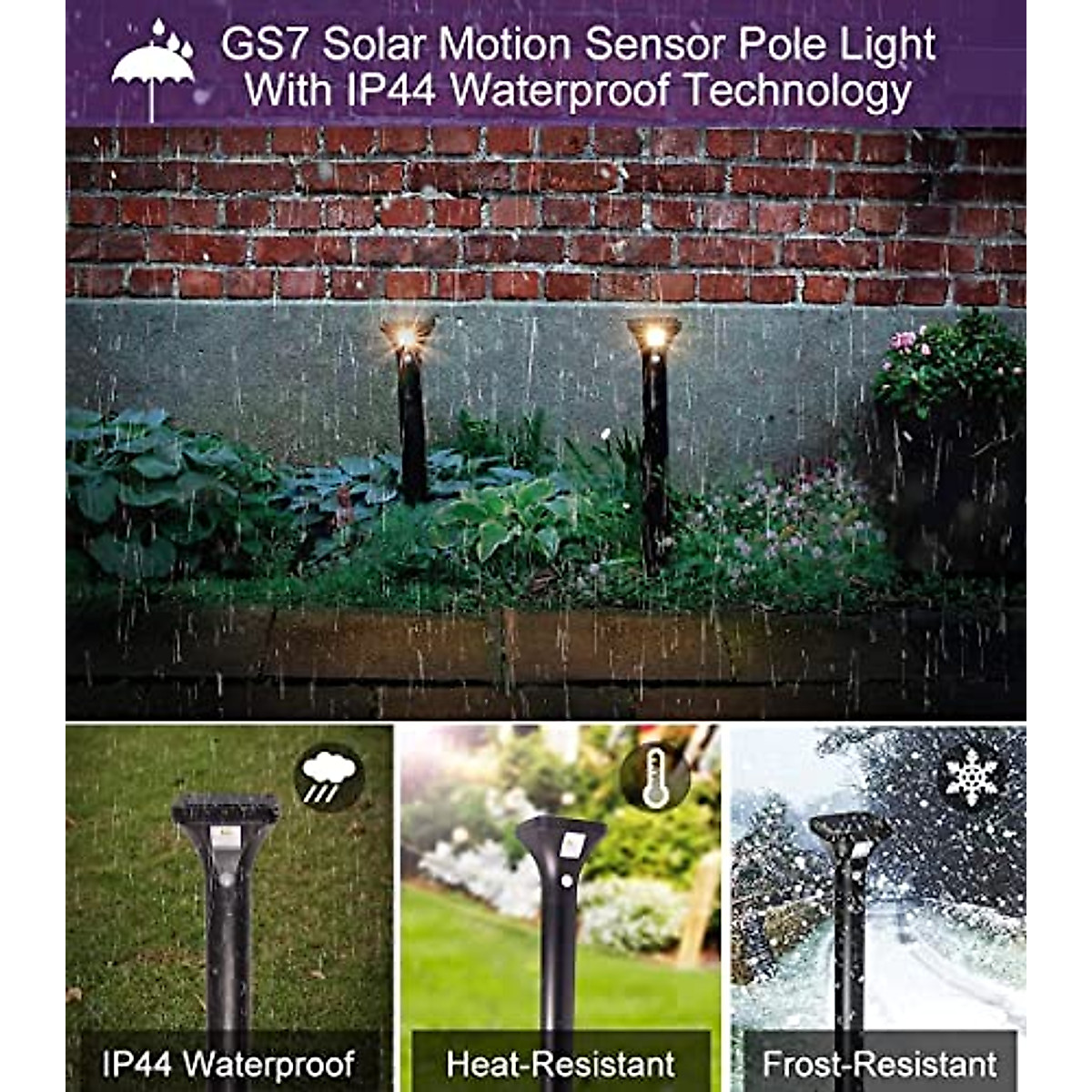 AURAXY LED Solar Powered Motion Sensor Pathway Lights, Battery Powered Outdoor Waterproof Motion Detector Walkway Light, Use for Your House's Yard Backyard Driveway Sidewalk Path Garden etc.(4 Pack)