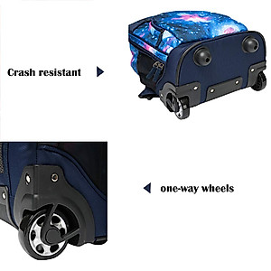 WEISHENGDA 18 inches Wheeled Rolling Backpack for Adults and School Students Books Travel Bag, Blue Sky