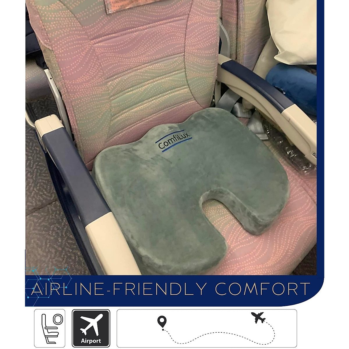 Seat Cushion for Tailbone Pain Relief - Ergonomic Coccyx Pillow for Tailbone Pain - Portable Seat Cushion for Travel, Home, Office, Car Drivers and Computer Desk Chairs