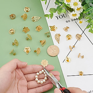 UNICRAFTALE 24pcs 12 Styles Golden Bohemian Stud Earring Findings Stainless Steel Ear Stud Component with Loop Butterfly Stoppers 0.7mm Pin Mixed Shapes Earring for Jewelry Making, Hole 1mm