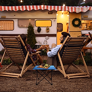 VILLEY Portable Camping Side Table, Ultralight Aluminum Folding Beach Table with Carry Bag for Outdoor Cooking, Picnic, Camp, Boat, Travel - Blue