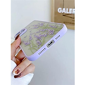 Ownest Compatible for iPhone 13 Mini Case for Clear Frosted PC Back 3D Floral Girls Woman and Soft TPU Bumper Protective Silicone Slim Shockproof Case for iPhone 13 Mini-Taro Purple