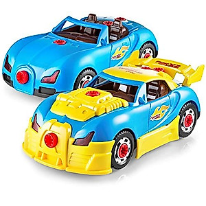 Play22 30 Pcs Take Apart Racing Car Toddler Toys Set - Build Your Own Car with Drill, Engine Sounds & Lights - Toy Car Constructions Set Stem Building Learning Education Toys for Kids Ages 3+ Years