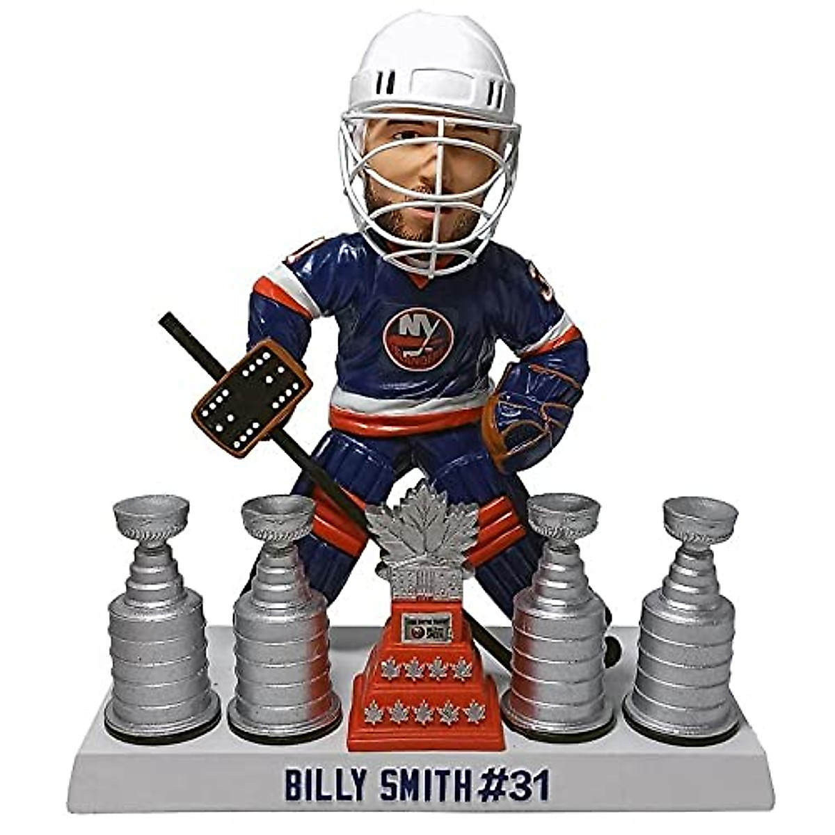 NY Islanders Billy Smith with 4 Stanley Cups and The Conn Smythe Trophy Bobblehead