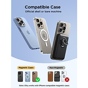 JOYROOM Magnetic Portable Charger 10000mAh Power Bank with Ring Holder, N52 Stronger Magnetic 20W PD Fast Charging Battery Pack Compatible with iPhone 16/15/14/13/12/Pro/Pro Max (Black)