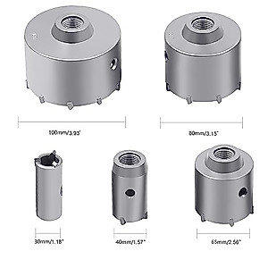 RVIQI 9PCS Concrete Hole Saw Set,Tungsten Steel SDS Plus Shank Masonry Wall Hole Opening Drill Bits for Brick, Concrete, Cement Stone