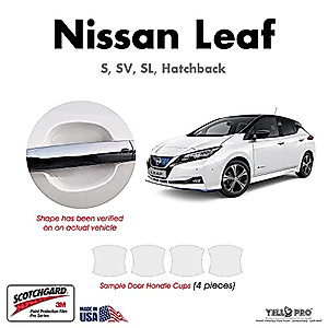 YelloPro Custom Fit Door Handle Cup 3M Scotchgard Anti Scratch Clear Bra Paint Protector Film Cover Self Healing PPF Guard Kit for 2018 2019 2020 2021 2022 2023 Nissan Leaf S, SV, SL Hatchback