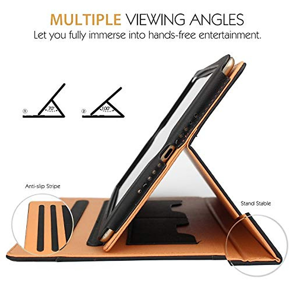 S-Tech 10.2 Case for Apple iPad 9th Generation 2021 / iPad 8th Generation 2020 / iPad 7th Generation 2019 - Leather Card Holder Wallet Magnetic Smart Cover Auto Sleep/Wake Stand with Pencil Holder