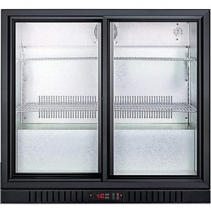 Summit SCR700B 36"" Freestanding Beverage Center with 7.4 cu. ft. Capacity 4 Adjustable Wire Shelves Lock Adjustable Thermostat and Automatic Defrost in Black