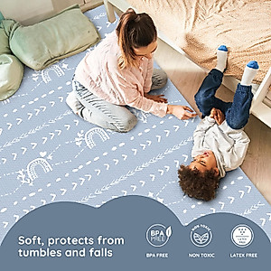 ieBabay Baby Foam Play Mat - 67.2" x 48" Puzzle Floor Mat - Baby Crawling Mat with Interlocking Tiles, Soft Foam Play Mat Floor Tiles for Playroom Nursery Or Home Decor (5.6 x 4 ft, Boho Rainbow)