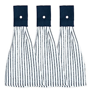 [3 Pack] Kitchen Towels with Hanging Loop for Convenient Access - Extra Absorbent - Snap Button Kitchen Towel Hangs Anywhere - Versatile Hand Towels with Hanging Loops - Cotton Hanging Dish Towels