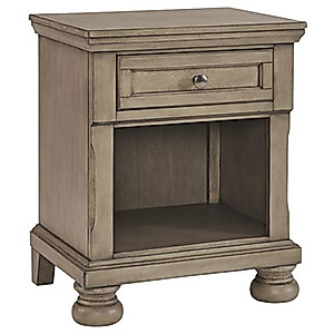 Signature Design by Ashley Lettner Modern Traditional 1 Drawer Nightstand, Light Gray