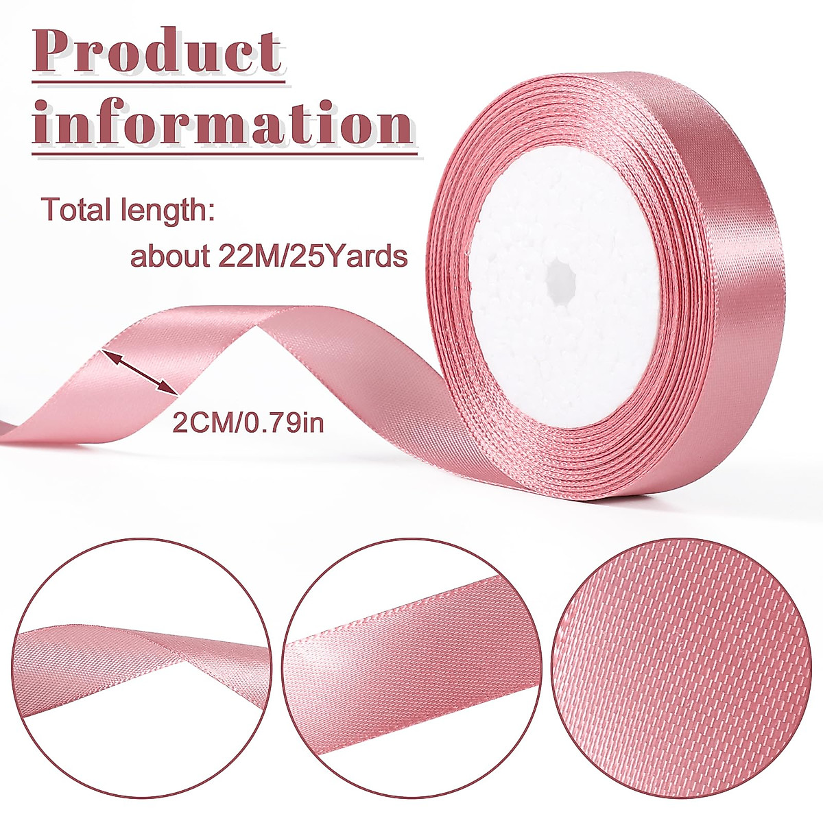 Pink Ribbon 1 Inch Pink Satin Ribbon Stocking Stuffers for Wedding Party Christmas Decorations Pink Bows Making Flower Bouquet Wrapping