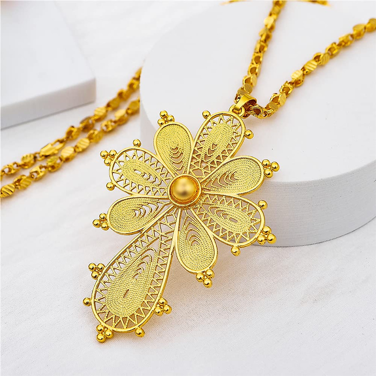 18K Gold Plated Ethiopian Cross Pendant with Ethiopian Eritrea Items