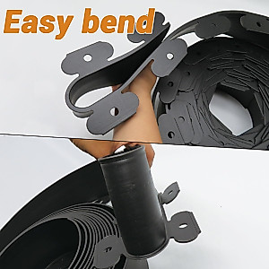 Tall Wall Landscape Edging, Lawn Edging and Landscape Border - No Dig Flower Bed Border Plastic Garden Edging - Rubber Landscape Edging (Plastic Stakes, Black-33feet)