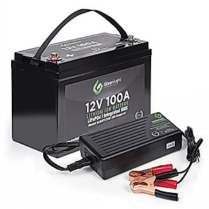 GLI Lithium-ion Deep Cycle Rechargeable Battery – 12v 100Ah IP54 Extreme Weather Resistant – up to 5,000 Cycle Long-Life – for Marine, Trolling Motors, RV, Off-Grid and Solar – with Charger & Cables
