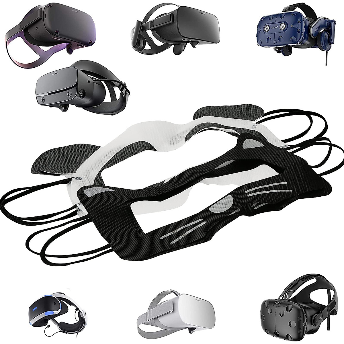 Geekria 100PCS VR Cartoon Disposable Mask VR Headset Mask, VR Eye Cover VR Headset Cover Universal Mask for VR Compatible with Meta Quest 3 Quest 2 Quest Pro PSVR2 for Adults (Panda+Black Cat)