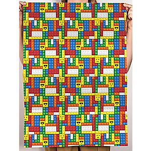 CENTRAL 23 Colorful Wrapping Paper - Lego - 6 Sheets of Gift Wrap - Birthday Wrapping Paper for Kids - Building Blocks With Faces - Boys and Girls - Comes With Fun Stickers