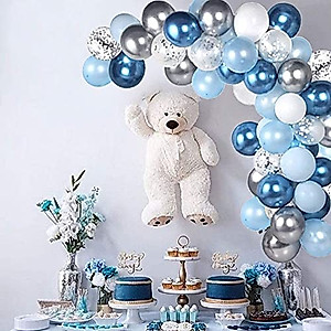 Metallic Chrom Blue Party Balloons 50 PCS 5 Inches Latex Balloons for Birthday arty (Blue)