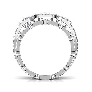 3.25 CT Moissanite Wedding Ring Set, Three Stone Moissanite Ring Set for Women, Gold Moissanite Bridal Ring Set, Certified Moissanite Ring Set, 14K White Gold, Size:US 9.00