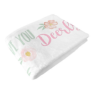 Sweet Jojo Designs Woodland Deer Girl Milestone Blanket Monthly Newborn First Year Growth Mat Baby Shower Memory Keepsake Gift Picture - Blush Pink Mint Green Boho Watercolor Forest Love You Deerly