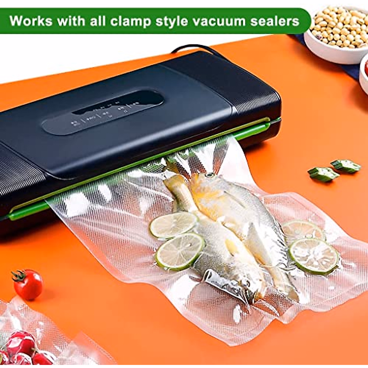 Food Vacuum Sealer Bags Rolls with Commercial Grade,Kitchen 5 Rolls Food Saver Bags,(12+15+17+20+22) x500cm Sous Vide Bags Rolls with BPA Free for All Vacuum Sealer,Great for Food Vac Storage