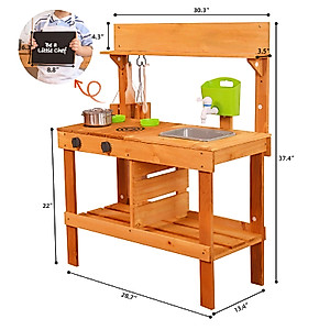 Aoparts Mud Kitchen, Play Kitchen, Kitchen Accessories and Garden Sink, Kids Outdoor Kitchen Playset with Faucet, Mud Kitchen for Kids Outdoor