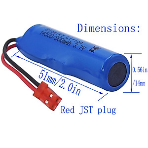 Blomiky 3.7V 500mAh Li-ion Rechargeable Battery with JST Plug and USB Charger Cable for Huina 1337 1338 RC Construction Trucks 1337 JST Battery 2