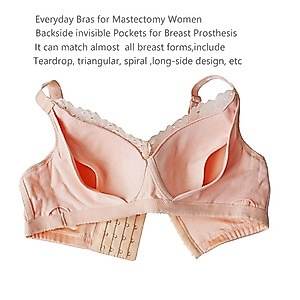 Women Everyday Bra for Mastectomy Silicone Breast Inserts (34B, Skin)