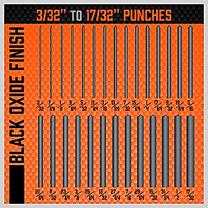 HORUSDY 28-Piece Transfer Punch Set, 3/32" - 1/2", Heat Treated Alloy Steel Forging