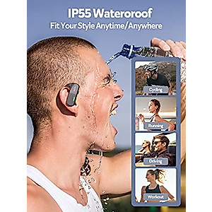 DACOM Bone Conduction Headphones Half in-Ear True Wireless Bluetooth Earbuds with Earhooks 26 Hrs Playtime with Charging Case Open Ear Sport Earphones with Mic Headset for Running Workout Black