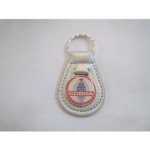 1960's SHELBY COBRA GT350 GT500 VINTAGE LOGO LEATHER KEYCHAIN - SILVER