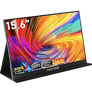 HONGO Portable Monitor 15.6'' 1080P FHD USB-C Portable Laptop Monitors Smart Cover & Dual Speaker, HDMI Computer Display IPS HDR External Gaming Monitor for PC Phone Mac Xbox PS4 Switch