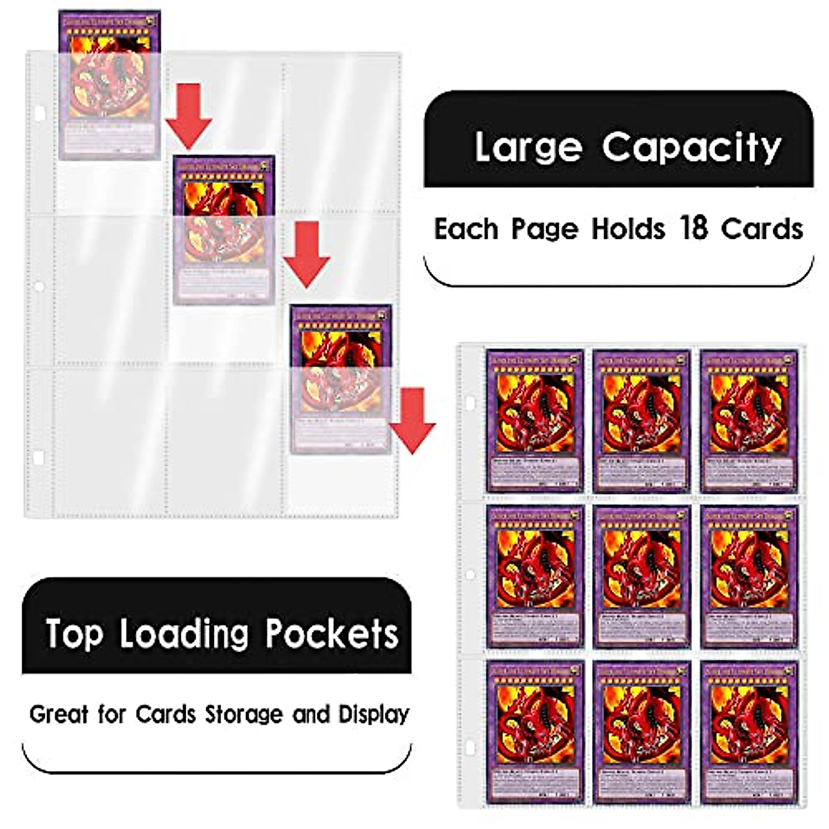 Trading Card Binder for Yu-Gi-Oh Cards - Holds 720+ Cards, 9 Pocket Trading Card Holder Album with Sleeves, Top Loading Pocket Storage Case for TCG