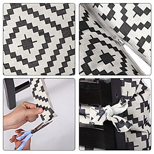 Barydat 4 Pcs Outdoor Patio Chair Cushions, 19.7 x 39.4 Inch Black and White Grid Square Dining Seat Back Chair Cushions with Tie Buffalo Plaid Indoor Outdoor Cushions for Patio Furniture