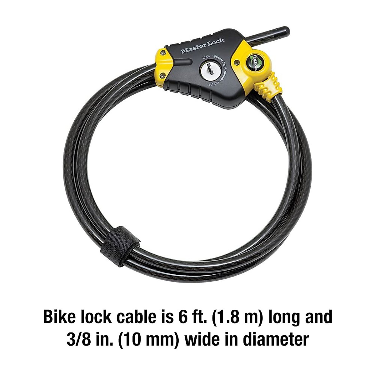 Master Lock 8413DPF Python Cable Lock with Key, 1 Pack, Black and Yellow, 6' x 3/8" diameter