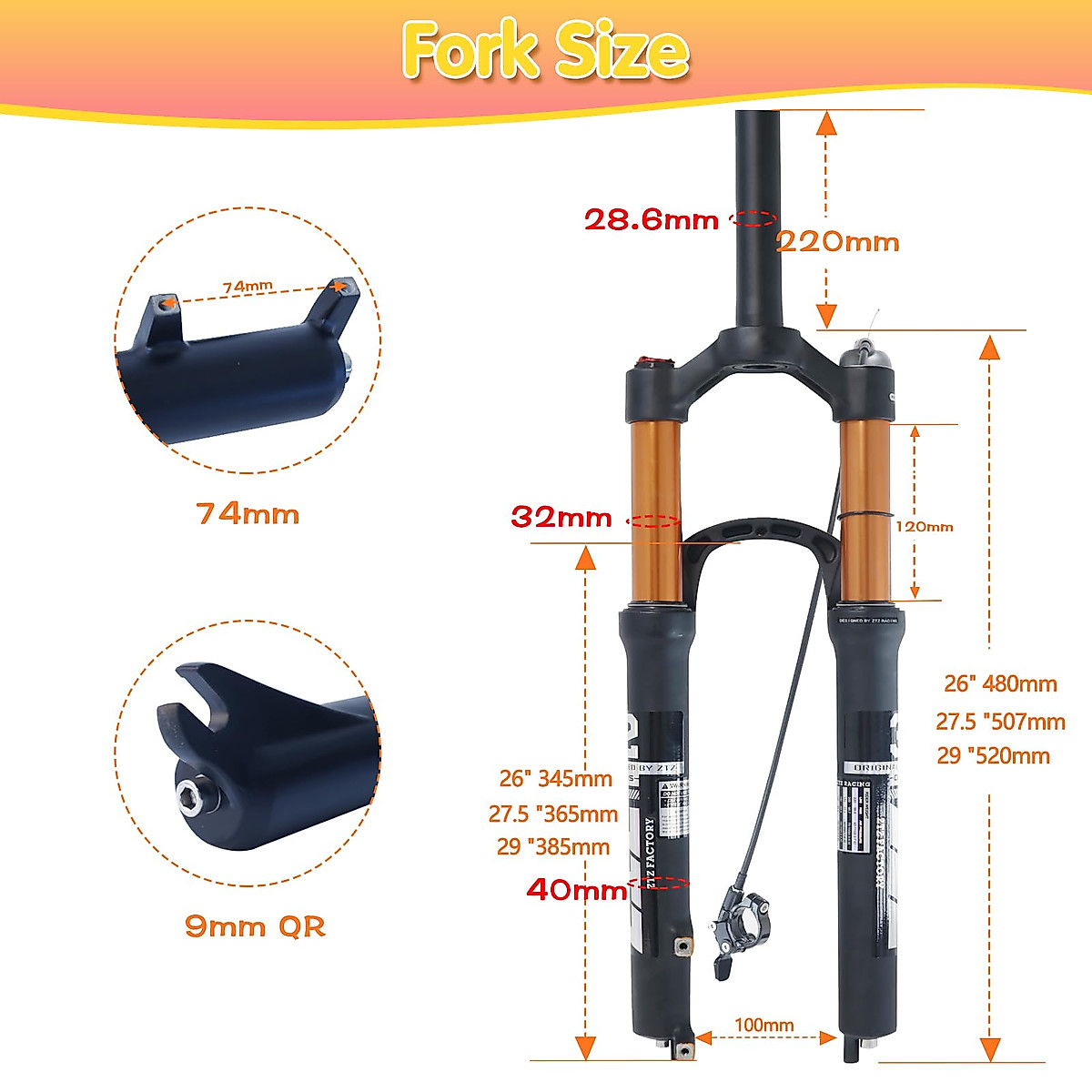 ZTZ 26/27.5/29 inch MTB Air Suspension Fork,120mm Travel, 1 1/8 Straight Tube, QR 9mm*100mm, Manual/Remote Lockout, Ultralight Front Fork for XC/AM Mountain Bike (Remote Lock, 27.5")