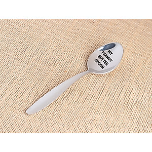 RoThings My Peanut Butter Engraved Spoon Gift | For Lovers Birthday Anniversary Christmas Stocking Stuffer 7 Inches Stainless Steel Unique Gift, Silver