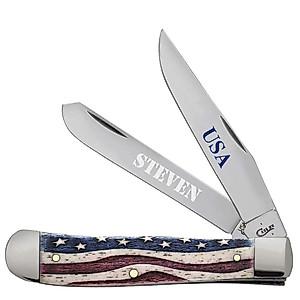 Personalized Case Star Spangled Natural Bone Color Wash Trapper with Free Laser Engraving