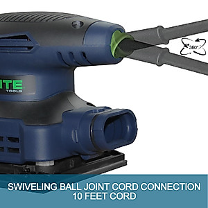 ZEITE 2.4 Amp 1/4 Sheet Sander with 12Pcs Sandpapers, Electric Palm Sander for Woodworking, 10 Ft Cord, 14000 OPM, Vacuum Attachment, Cyclonic Dust Box for Wood Polishing Sanding