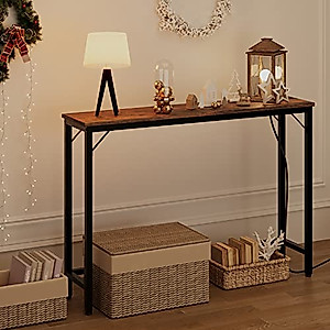 Amyove Console Table with Outlets, Narrow Sofa Table with Charging Station, 39.3" Entryway Table with Storage, Behind Couch Sofa Table for Living Room, Hallway, Foyer, Bedroom-Vintage