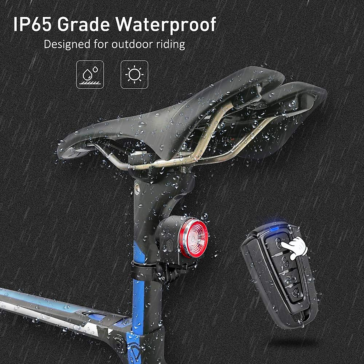 ONVIAN Bicycle Tail Lights with 115dB Bike Alarm, USB Rechargeable Automatic Brake Sensing Rear Lights for Road Cycling MTB Electric Bikes High Lumen IP65 Waterproof (A8)