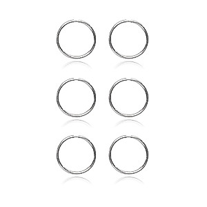 Real Gold Hoops 14k Tiny Round 10mm Endless Cartilage Hoop Small Earrings for Women Men, Set of 3 Pairs