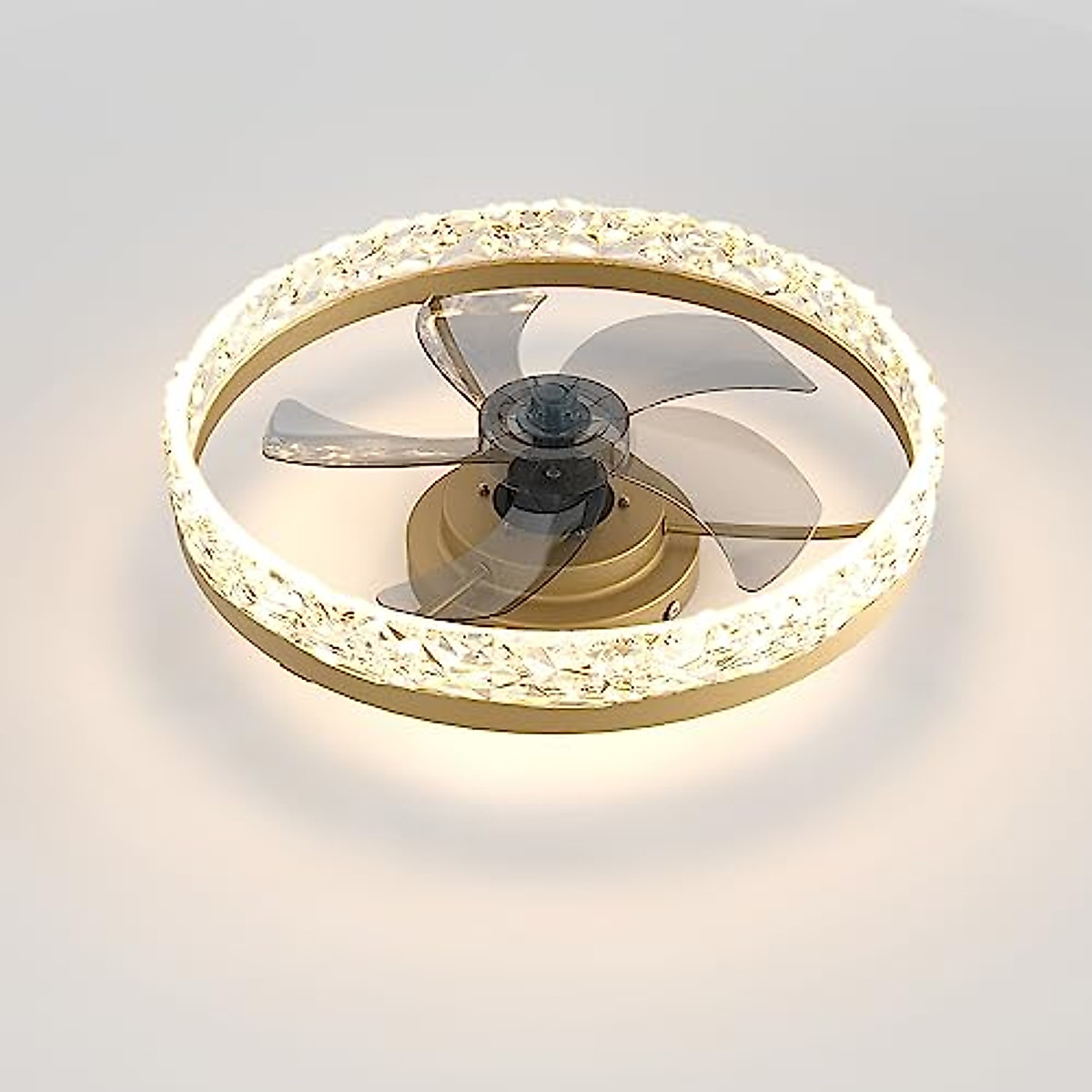 Pang Pang Gold Ceiling Fans with Lights Flush Mount,LED Dimmable Low Profile Ceiling Fan with Remote Control,6 Speeds Reversible Blades and Smart 3 Light Color for Bedroom Living Room Kitchen