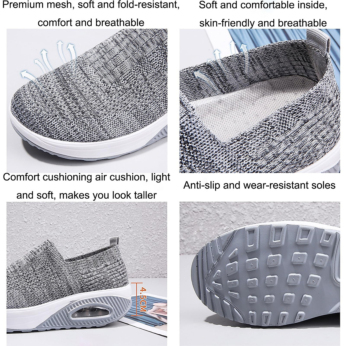 Aceptolcom Women Orthopedic Sneakers Walking Shoes,Mesh Breathable Arch Support Slip-on Light Air Cushion Orthopedic Sneakers Diabetic Shoes (7,Pink,7)