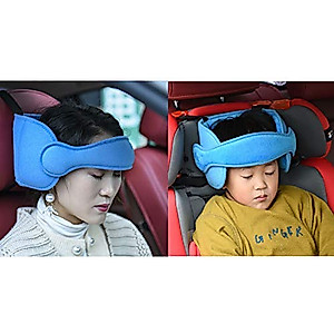 Adjustable Car Seat Head Support Band for Children/Adult,Offers Comfortable Safe Sleep Solution and Safety Protection,Neck Support(Light Blue)
