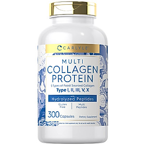 Carlyle Multi Collagen Protein Capsules 2000mg | 300 Count | Type I, II, III, V, X | Collagen Peptide Pills | Keto & Paleo Friendly, Gluten Free Supplement